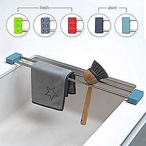 Sanni Shoo drip.line Pure - Adjustable Drip Tray - Practical, Multifunctional Kitchen Rack for Storing Dishcloths and Brushes - Drip Drying Bottles - Heat-Resistant (Ocean, Pure)