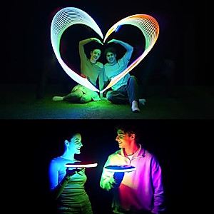 TOSY Flying Disc - 16 Million Color RGB or 36 LEDs, Extremely Bright, Smart Modes, Auto Light Up, Rechargeable, Cool Valentine, Easter, Birthday & Camping Gift for Men/Boys/Teens/Kids, 175g Frisbee