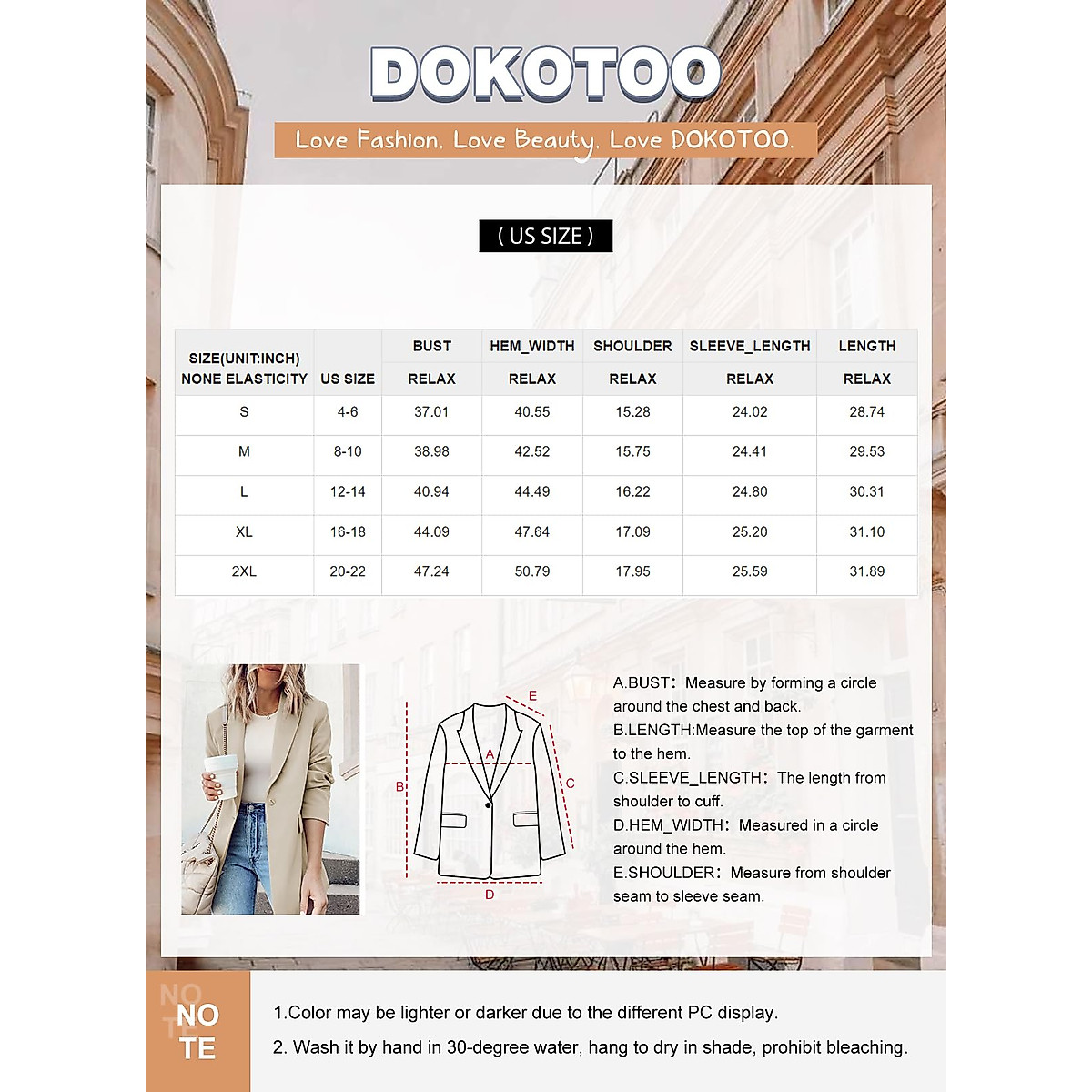 Dokotoo Women's Blazers & Suit Jackets Open Front Buttons Fashion Jacket Solid Color Work Office Spring Blazer Jackets for Women Business Casual Khaki Medium
