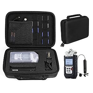 Professional Portable Recorder Case with DIY foam inlay for ZOOM H1, H2N, H5, H4N, H6, F8, Q8 Handy Music Recorders, Charger, Mic Tripod Adapter and Accessories (Polyester Black)