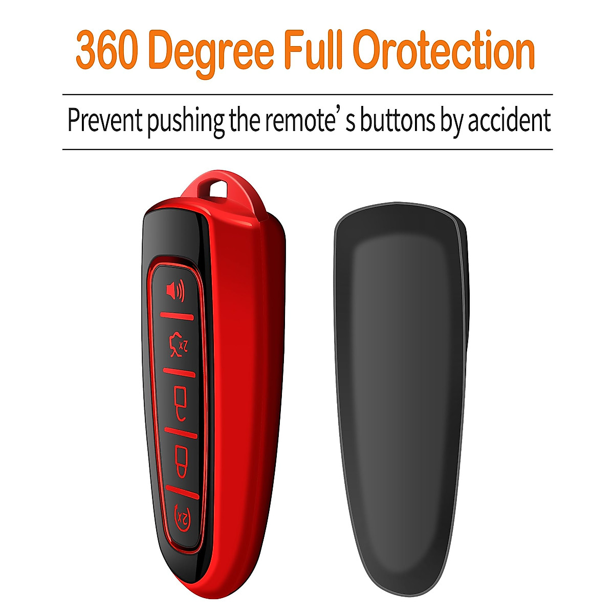 Sindeda for Ford Key Fob Cover with Keychain Soft Full Protection Key Shell Key Case Compatible with Ford C-Max Edge Escape Expedition Explorer Flex Focus Taurus Lincoln MKS MKT MKX Navigator (Red)