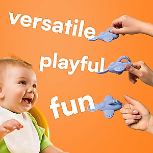 Vroom Spoon - 100% Silicone Soft Training Spoon for Spoon Feeding, Self-Feeding and Baby Led Weaning, Ergonomic Grip with Finger Slot for Easy Fun Feeding (Blue) (1 Spoon, Blue)