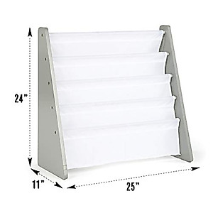 Humble Crew Kids Toy Organizer, Toddler, Grey/White & Crew Kids Book Rack Storage Bookshelf, Grey/White