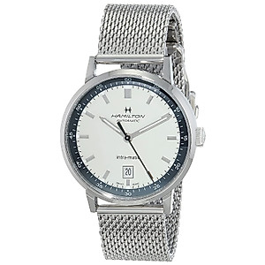Hamilton Watch American Classic Intra-Matic Swiss Automatic Watch 40mm Case, Beige Dial, Silver Stainless Steel Bracelet (Model: H38425120)