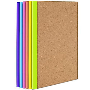 6 Pack Composition Notebooks Bulk, Travel Journal Notebooks Kraft Cover with Rainbow Spines, 120 Pages College Ruled Lined Paper for Kids Women, Notepad for School Office Supplies A5 (8in x 5.75in)