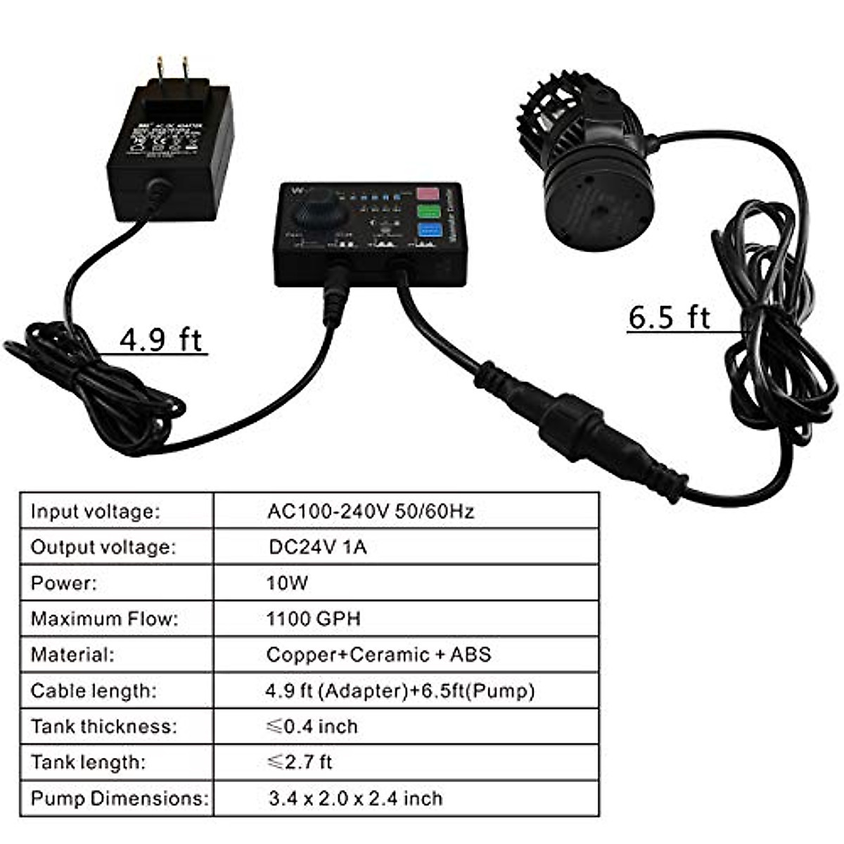DOMICA Aquarium Wave Maker Power head with Magnet Suction Base and Controller for 10 to 50 Gallon Fresh or Saltwater Tank, Fish Tank Circulation Pump