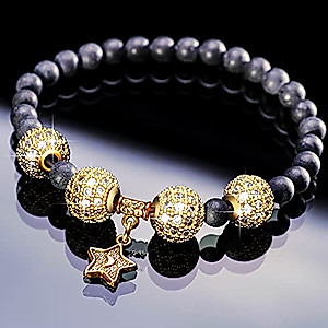 20 Pieces 8 mm Zirconia Cubic Beads, Round Rhinestone Bracelet Spacer Charms,Crystal Zirconia Stones, Ball Beads for Jewelry Making DIY (Gold)