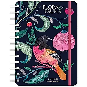 Flora & Fauna 2022-2023 Weekly Planner by Malin Gyllensvaan | On-the-Go 17-Month Calendar (Aug 2022 - Dec 2023) | Compact 5" x 7" | Flexible Cover, Wire-O Binding, Elastic Closure, Inner Pocket