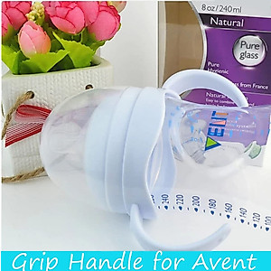 Newmemo Baby Bottle Handles, Bottle Grip Handle Baby Bottle Holder Compatible for Avent Natural Wide Mouth PP Glass Baby Feeding Bottles Baby Bottle Accessories, 2 Count