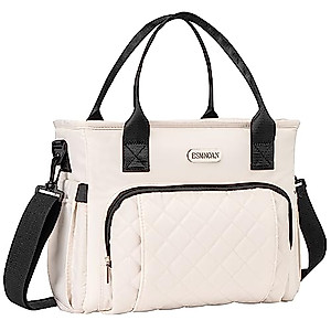 ESMNOAN Lunch Bag Women,13L Large Insulated Lunch Box for Women,Leak Proof Lunch Cooler Bag with Bottle Holder,Womens Lunch Bag,Adult Lunchbox for Work Picnic Beach,Beige