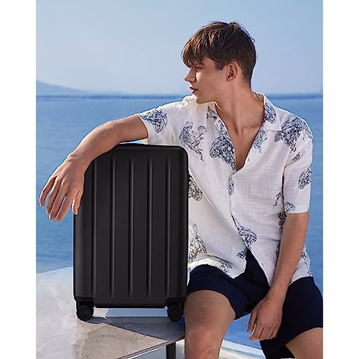 NINETYGO Carry on Luggage, Airline Approved, 22-Inch Hard-Shell Suitcases with Spinner Wheels for Travel, Kids Luggage for Boys, 22 X 14 X 9 Inches (Midnight Black)