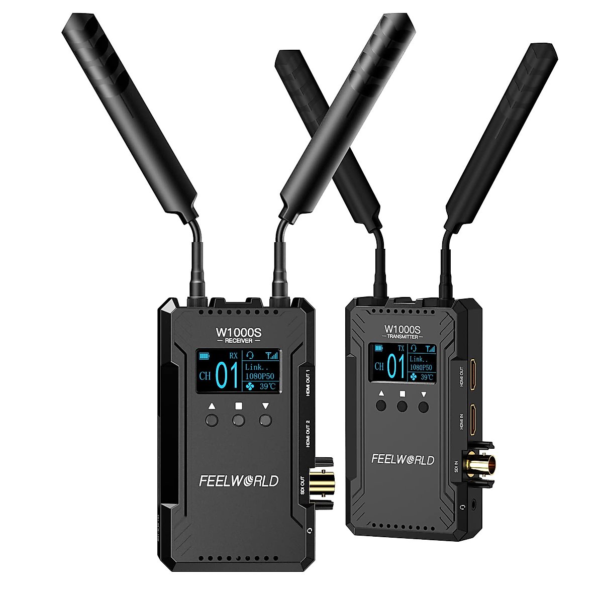 FEELWORLD W1000S Wireless Video Transmission System SDI Dual HDMI Transmitter and Receiver Full Duplex Intercom Live Streaming 1000FT Long Range with 0.08S Low Latency