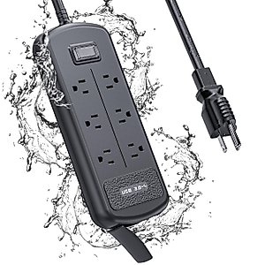 USB Outdoor Power Strip Weatherproof, Waterproof Surge Protector with 3 USB Ports and 6 Outlets, 6 FT Extension Cord, Shockproof Overload Protection, Mountable for Home Office Patio Porch