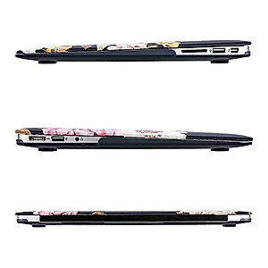 MOSISO Compatible with MacBook Air 13 inch Case (A1369 & A1466, Older Version 2010-2017 Release), Plastic Peony Hard Shell Case & Keyboard Cover & Screen Protector, Black