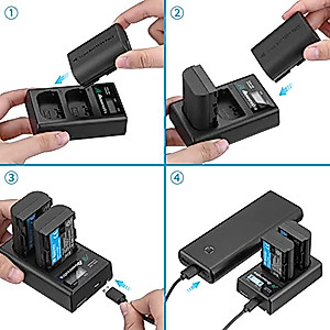 Powerextra LP-E6NH High Capacity Batteries 2950mAh and USB Charger Compatible with Canon LP E6 R5 R6 90D 60D 70D 80D 5D IV 6D, 6D II 7D