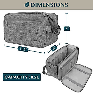 PAVILIA Toiletry Bag for Men, Travel Essentials Shaving Dopp Kit, Mens Travel Bag Toiletries Organizer Case for Grooming, PU Leather Water Resistant Cosmetic Bag Pouch (XL, Heather Grey)