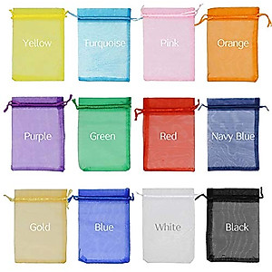Jexila 120PCS Sheer Organza Bags 5X7 inches Mesh Drawstring Gift Bags Small for Jewelry Wedding Party Baby Shower Favor Bags (Rainbow 5X7)