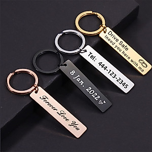 Personalized Double Sided Custom Keychain, Personalized Engraving Phone Number Name Address Anti-Lost Keychain, Custom Drive Safe Car Key chain Gift for Family Lover (Black)