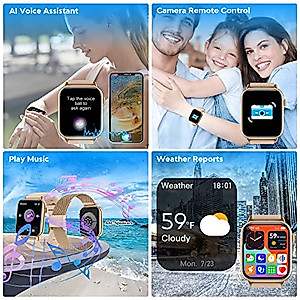 Smart Watch for Men Women, 2023 Upgraded Smartwatch with Blood Pressure Heart Rate Monitor 1.9" Touch Screen Bluetooth Watch(Make/Answer Call), IP67 Waterproof Smart for Android iOS Phones Gold