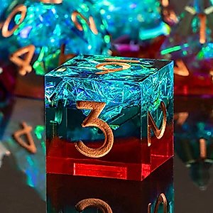 KERWELLSI Resin DND Dice Set D&D, Dungeons and Dragons Dice with Box, 7 Piece Polyhedral Role Playing Dice, Sharp Edge RPG D and D Dice D20 D12 D10 D8 D6 D4