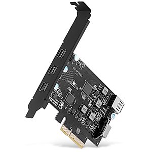 Sinefine PCI-E to USB 3.2 Expansion Card,3.2 gen2 10Gpbs (3X USB C, 1x USB A, 1x USB Type E A Key), USB C PCI Express Card, A-Key 20 Pin Header for Type C Front Panel Mount Adapter