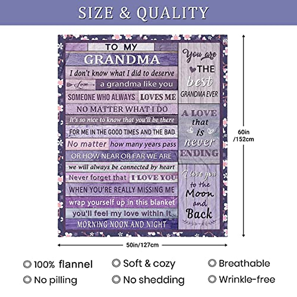 S SETEOSIR Grandma Blanket Mothers Day Birthday Gifts for Grandma - Best Grandma Gifts for Grandma from Granddaughter Grandchildren