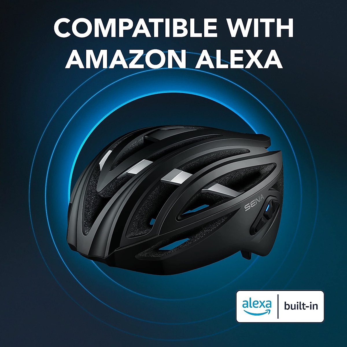 Sena R2X Smart Road Cycling Helmet with Alexa Built-in and Mesh Intercom (Matte White, Medium)