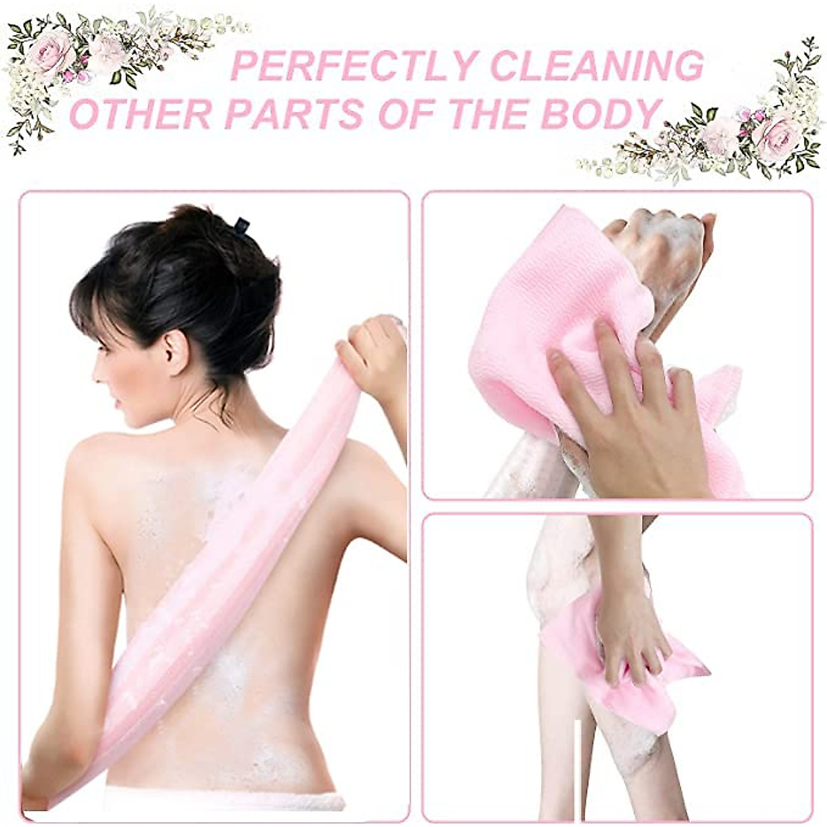 Yiclick Exfoliating Washcloth Towel [3 Pack], Japanese Exfoliating Bath Wash Cloth for Body Exfoliation, Korean Back Scrubber Washer for Shower, African Net Sponge Brush Loofah Exfoliator (3 Colors)