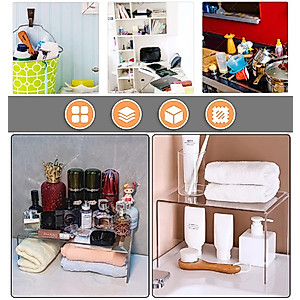 MerryNine 8 Pcs Risers Display Stands, 4-Tier Acrylic Display Stands, Clear Transparent Acrylic Risers For Display Decorative, Buffet, Tabletop Use, Cupcakes, Pop Figures, (Rectangle)