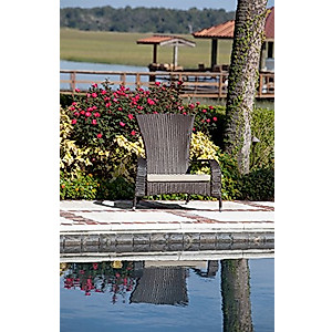 Patio Sense 61469 Coconino Wicker Lounge Chair All Weather Wicker Beige Cushion Armchair Lightweight Durable Adirondack Style Chair Beautiful Mocha Finish