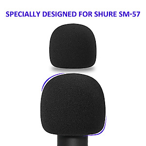 SUNMON SM57 Windscreen Cover - Perfect SM57-LC Mic Pop Filter Foam Cover Compatible with Shure SM-57 Cardioid Dynamic Instrument Microphone (2 PCS)