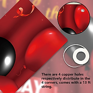 Happy 16th Birthday Red Banner Gold Backdrop Red and Black Balloons Theme Decor for Girls Women Princess 16 Years Old Birthday Party Supplies Photo Booth Props Background Favors Decorations Glitter