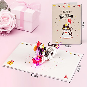 YunXianger Birthday Cards, Light and Music Happy Birthday Card, Funny 3D Pop Up Cat Birthday Gift Greeting Cards for Women Men Kids Mom Dad Husband Wife boyfriend Daughter and Cat Lover