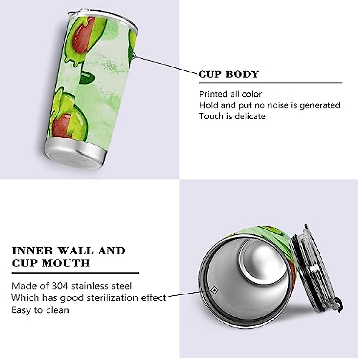 Kigai Stainless Steel Water Bottles Tumbler with Lids & Straws Vacuum Insulated Leak Proof Travel coffee Mug BPA FREE Smoothie Cup 12 OZ, Avocado Animals56954