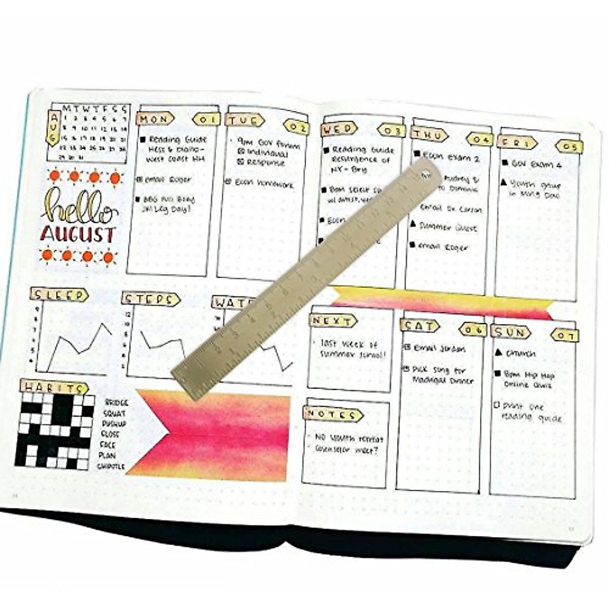 6 Inch Brass Ruler - Etched Markings - Durable Tiny Ruler, Ideal for Bullet Journals, Notebooks, Planners, Diaries and As a Bookmark. Fits in Inner Pocket - Marked with in and cm/MM (Gold Brass)