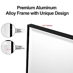 LEDLUX 24x36 Inch Black Mirror with Beveled Trim, Aluminum Frame Bathroom Vanity Mirror, Copper-Free Mirror, Rectangle Wall Mounted Mirror, Modern Rectangular Mirror Horizontal or Vertical