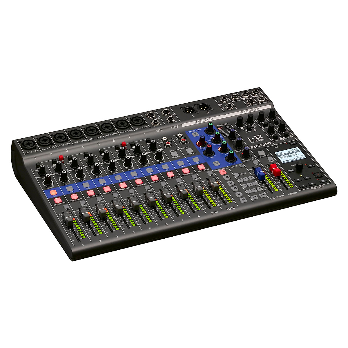 Zoom LiveTrak L-12 Digital Mixer & Multitrack Recorder, for Music, Podcasting, and More, 12-Input/ 14-Channel SD Recorder, 14-in/4-out USB Audio Interface, 5 Powered Headphone Outputs