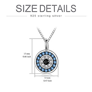 PEIMKO Evil Eye Pendant Necklace for Women 925 Sterling Silver Greek Protection Jewelry Amulet Gift Lucky Necklace for Mom（White Gold）