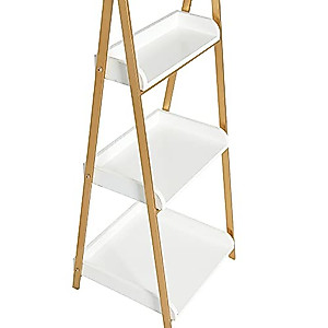 Creative Co-Op Three Tier A-Frame Open Standing Shelf, White and Gold