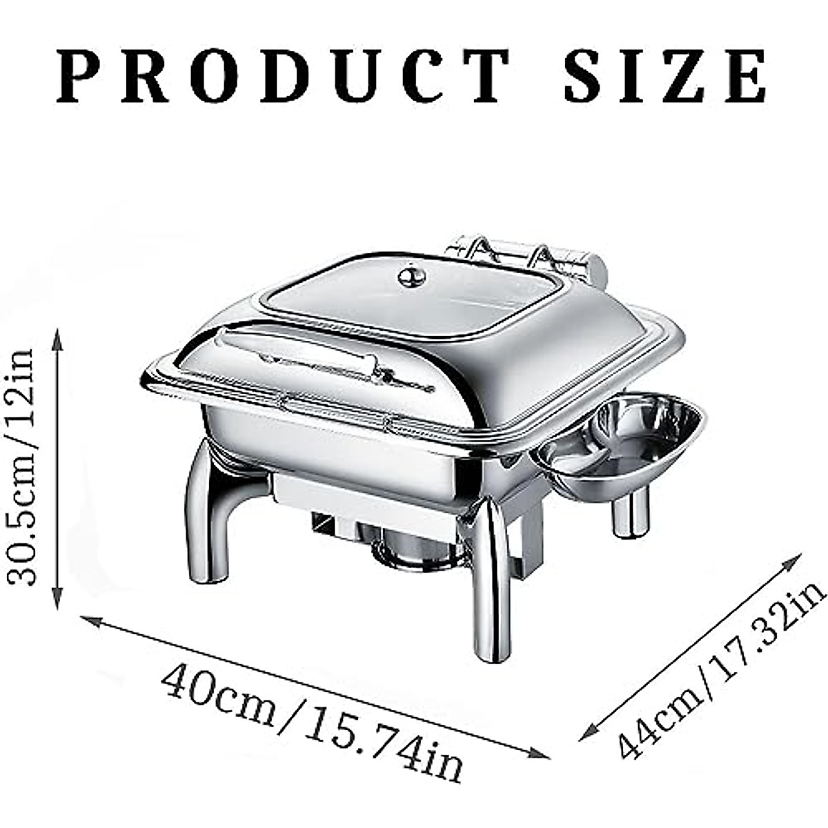 6 L Chafing Dish Set, Stainless Steel Buffet Server Warming Tray with Water Pan & Fuel Holders, for Restaurant Catering Parties Weddings Picnics Food Warmer
