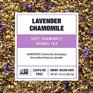 Tiesta Tea - Lavender Chamomile | Loose Leaf | Soft Chamomile Herbal Tea | Premium Non-Caffeinated Blend | Make Hot or Iced & Brews Up to 250 Cups | 8oz Bulk Pouch & 2oz Refillable Tin Combo