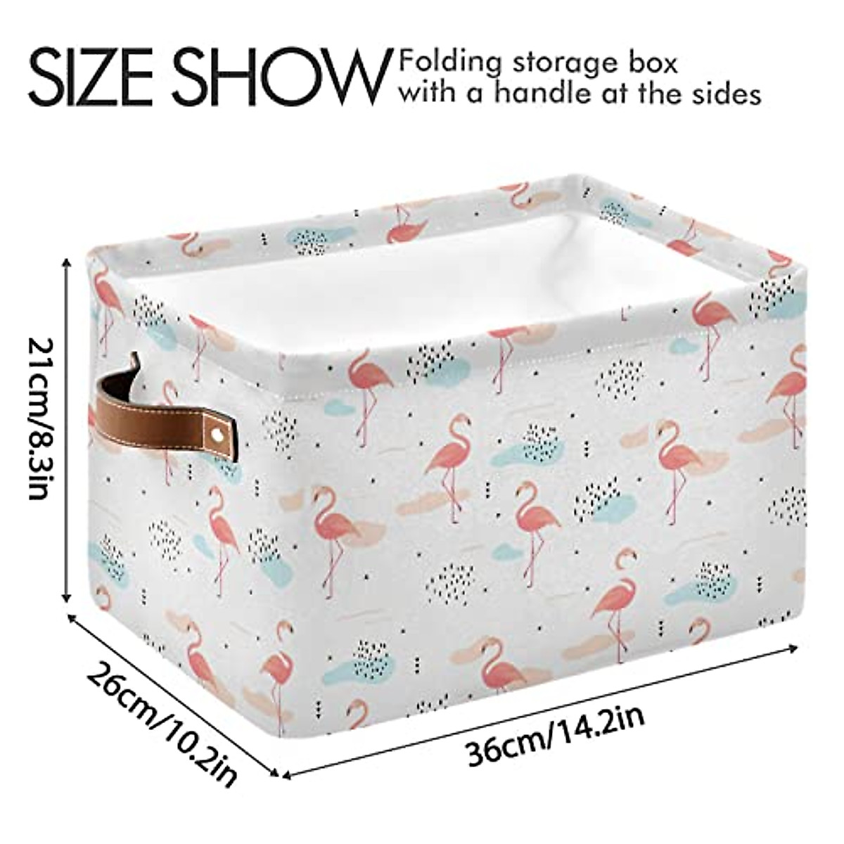 ALAZA Pink Flamingo White Large Storage Baskets with Handles Foldable Decorative 2 Pack Storage Bins Boxes for Organizing Living Room Shelves Office Closet Clothes