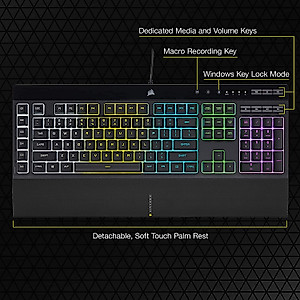 Corsair K55 RGB PRO Wired Gaming Keyboard (Renewed)
