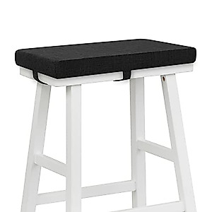 Tromlycs Saddle Stool Cushion Rectangular Bar Stool Seat Cushion Cover Rectangle with Velcro Strap Ties, 18x9.5 inches, 1 Piece, Black
