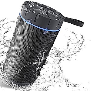 comiso Waterproof Bluetooth Speaker IPX7, 25W Wireless Portable Speakers Loud Sound Strong Bass Stereo Pairing 36 Hours Playtime, Bluetooth 5.0 Built in Mic for Calls Black