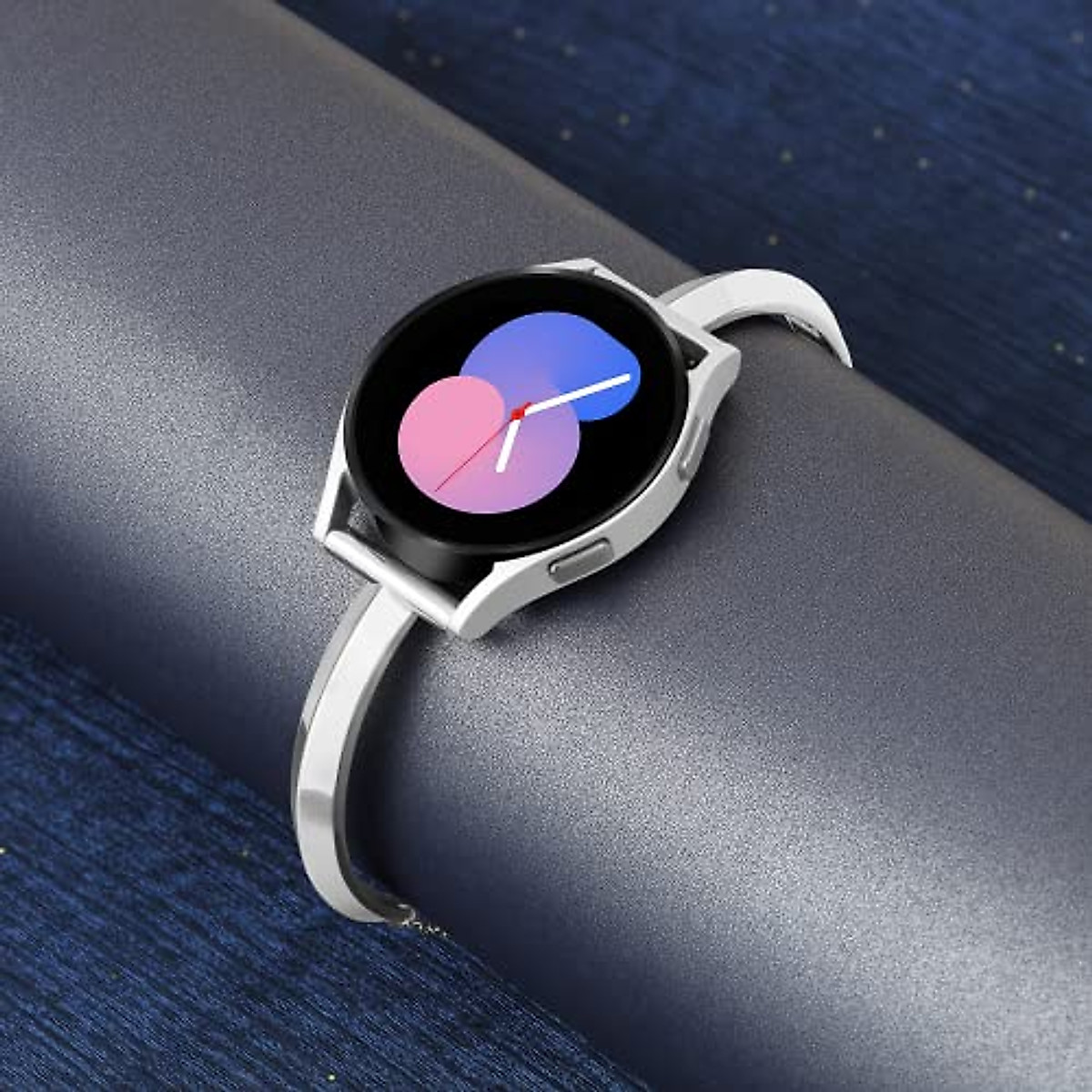 G-ficu Galaxy Watch 6/5/4 Band 20mm Metal Band for Samsung Galaxy Watch 4 5 6 Band 40mm 44mm, Women Slim Dressy Luxury Bangle Bracelet for Watch 5 40mm 44mm/Watch 5 Pro/Watch 4 Classic 42mm 46mm/Watch 6 Classic/Watch 3 41mm/Active 2-Silver