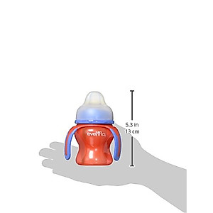 Evenflo Feeding Soft-flo Trainer Sippy Cup with Handle for Growing Baby and Toddler - Red/Teal, 5 Ounce (Pack of 2)
