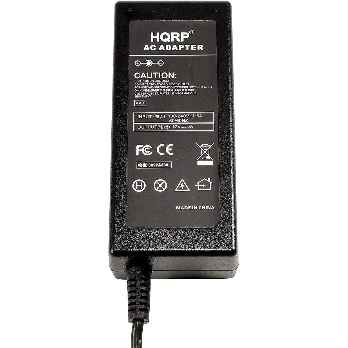 HQRP AC Adapter 110V to 12V 5Amp Converter Compatible with Winegard GM-1518 Carryout Automatic Portable Satellite TV Antenna, P-75 P-20 Koolatron Kool Kaddy 36 Quart Cooler Refrigerator Mini-Fridge