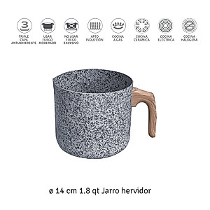 HUDSON Forged Nonstick Milk Pot Cookware, Pots and Pans, 1.8 QT, Dishwasher Safe, Granite