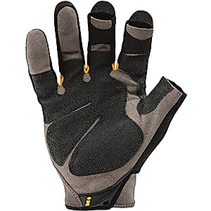 Ironclad Framer; Carpenter Work Gloves, Open Finger Dexterity, Performance Fit, Durable, Machine Washable, (1 Pair), FUG-04-L,Grey/Black